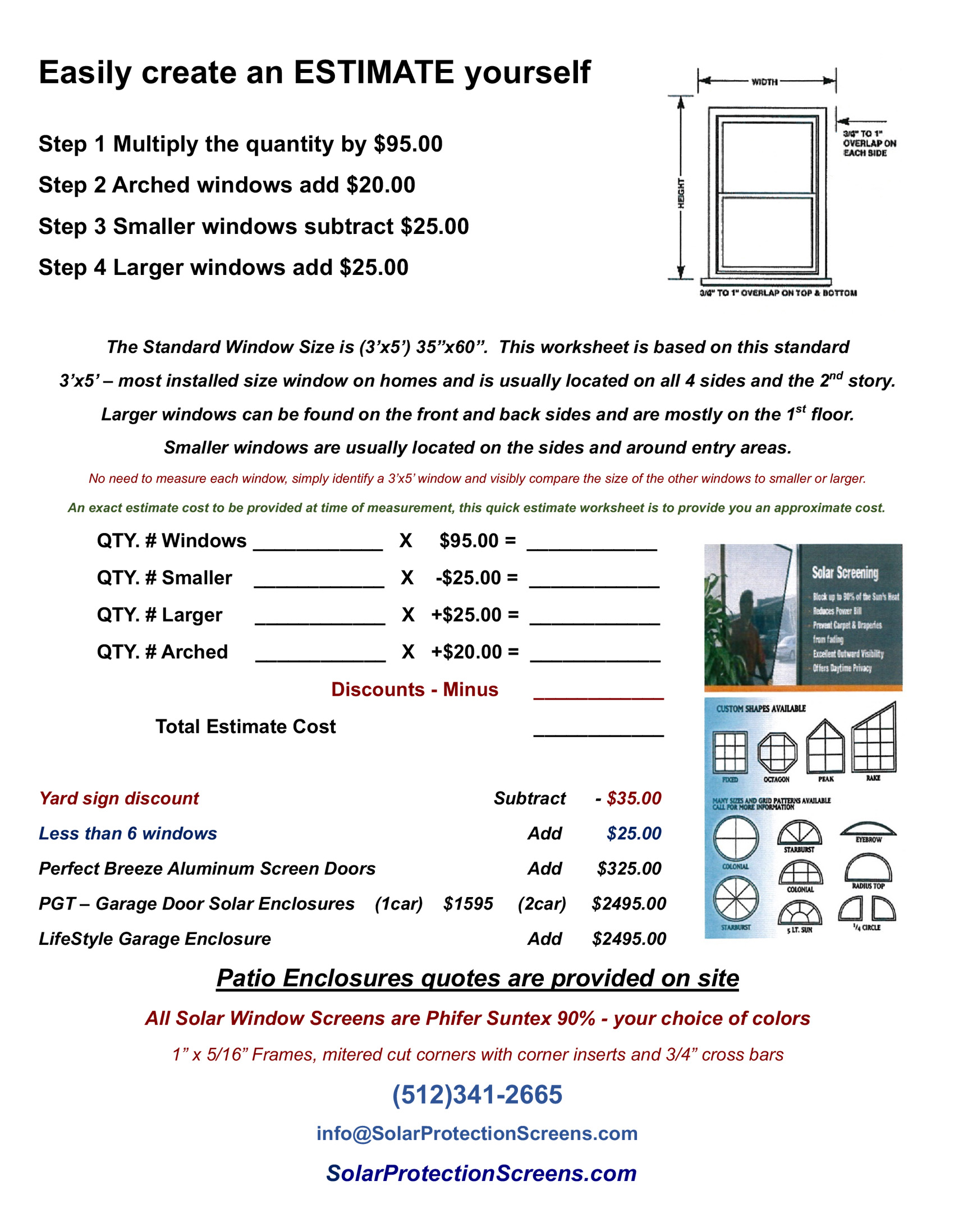 Cost Estimate | Solar Protection Screens
